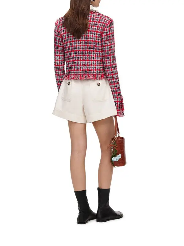 SELF-PORTRAIT Tweed Short Jacket With Jewel Collar