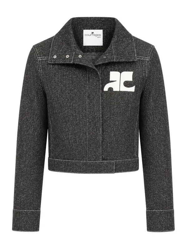 COURREGES Denim Tweed Jacket - Black