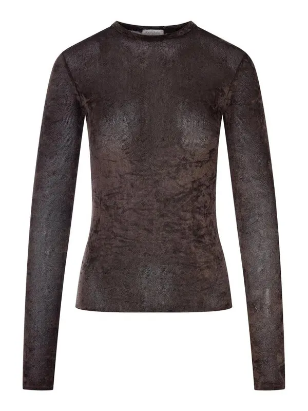 FORTE_FORTE Marbled Velvet Effect T-shirt - Brown