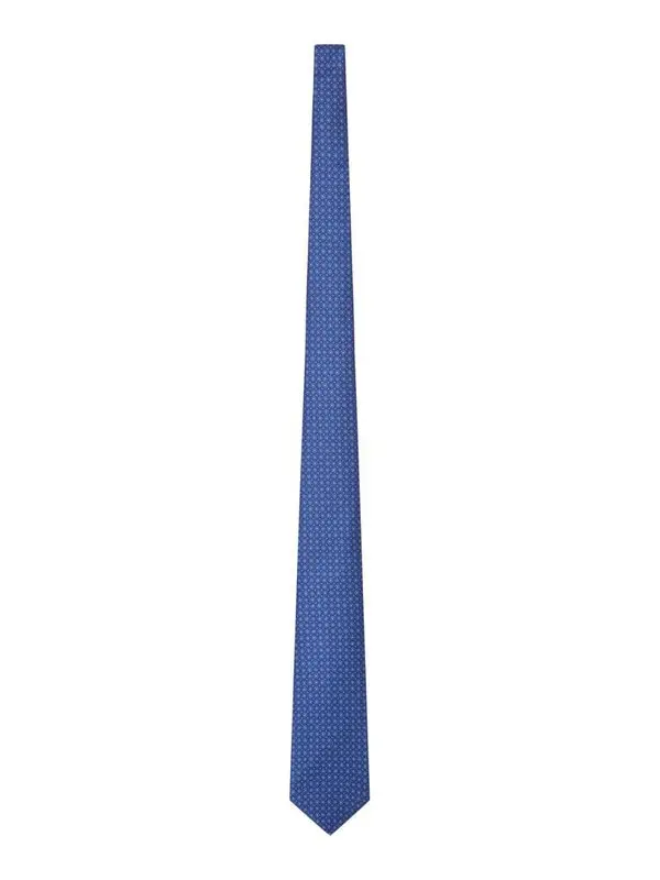 Kiton Fabric Tie With Micro Geometric Pattern - Blue