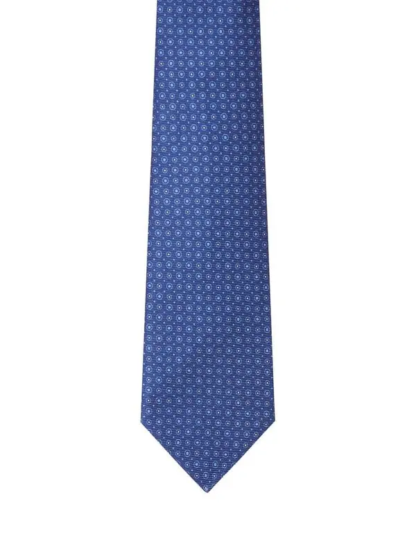 Kiton Fabric Tie With Micro Geometric Pattern - Blue