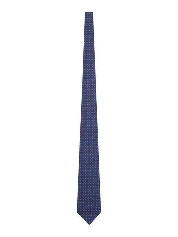 Kiton Fabric Tie With Micro Geometric Pattern - Blue