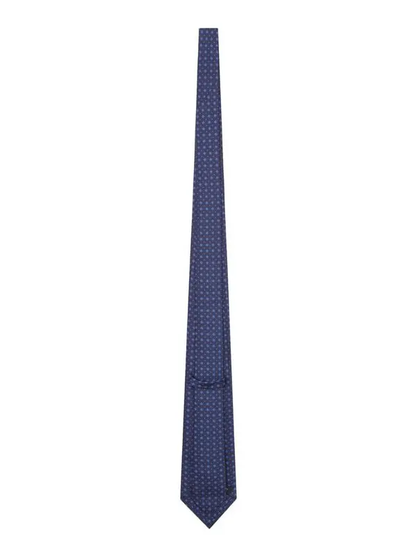 Kiton Fabric Tie With Micro Geometric Pattern - Blue