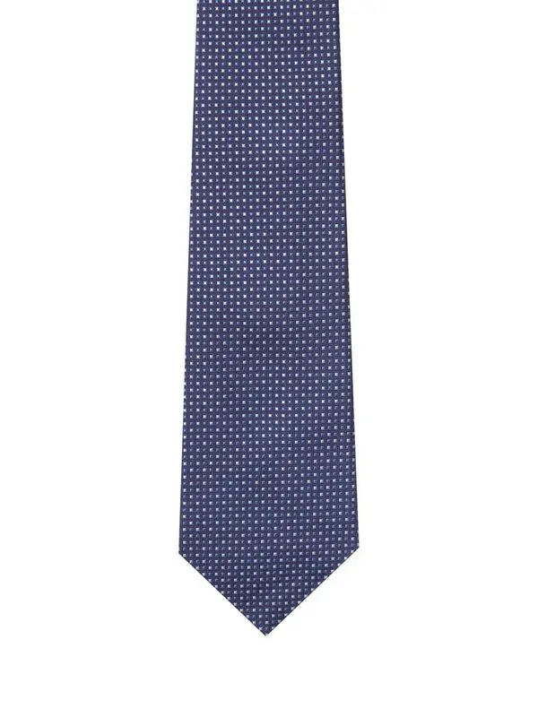 Kiton Fabric Tie With Micro Geometric Pattern - Blue