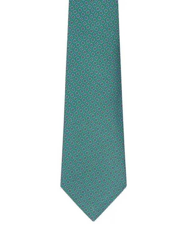 Kiton Fabric Tie With Micro Geometric Pattern - Green