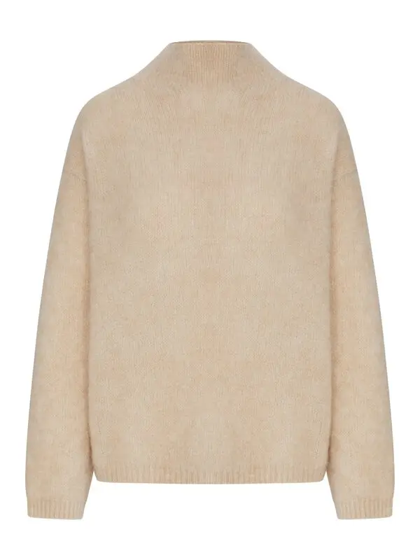 FORTE_FORTE Alpaca Blend Sweater With High Neck - Cream