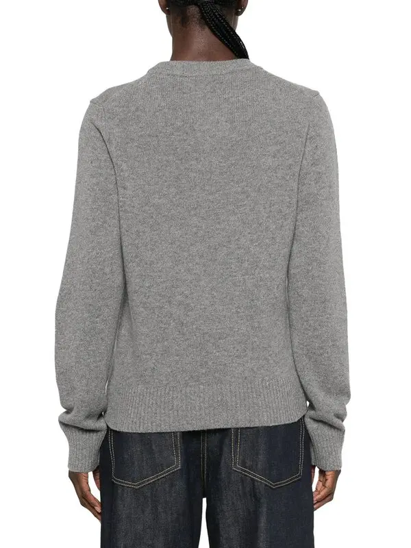 GANNI Crewneck Knit Sweater With Front Graphic Intarsia - Multicolor