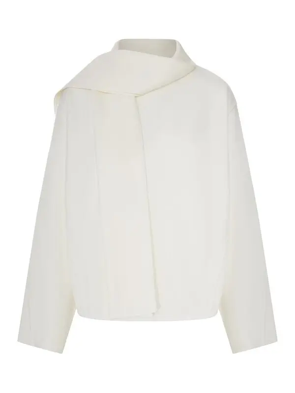 Giorgio Armani Textured Fabric Sweater With Integrated Scarf