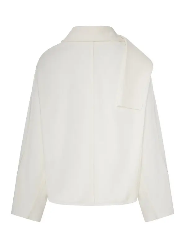 Giorgio Armani Textured Fabric Sweater With Integrated Scarf
