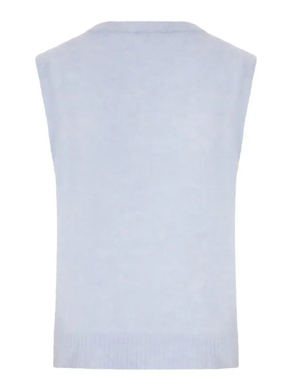 GANNI Crewneck Knitted Vest With Front Graphic Intarsia