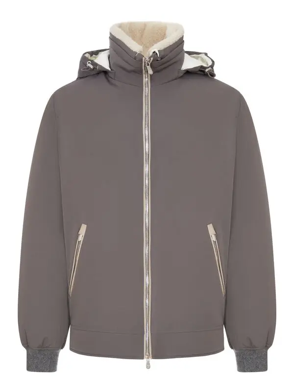 Brunello Cucinelli Padded Jacket With Shearling - Multicolor