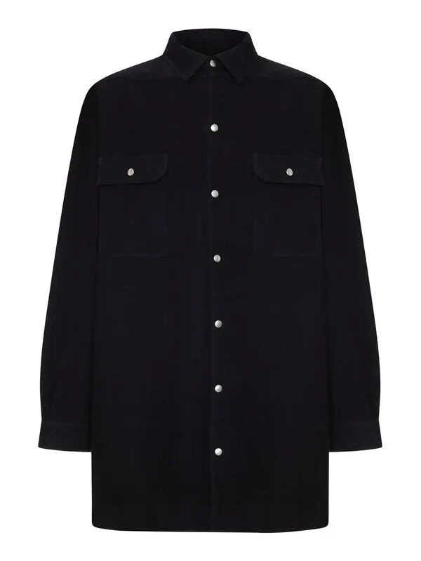 Rick Owens Wool Overshirt With Snap Buttons - Black