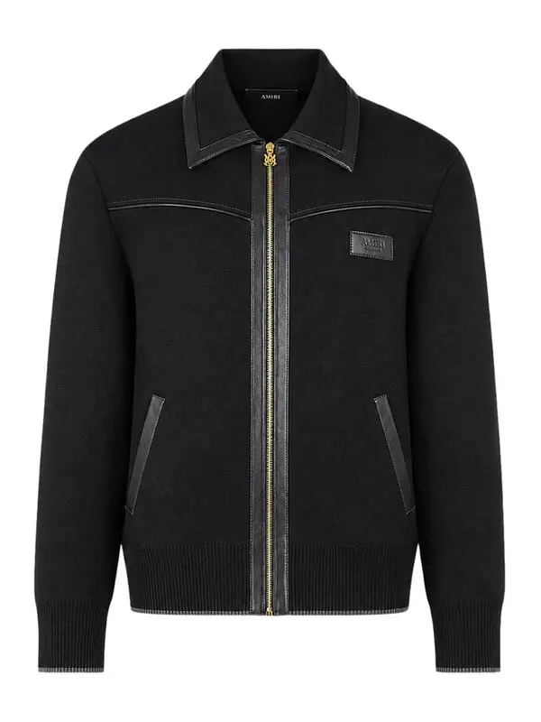 Amiri Wool Bomber Jacket With Leather Inserts