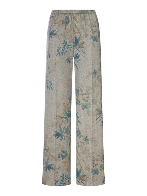 FORTE_FORTE Floral Print Palazzo Trousers - Cream