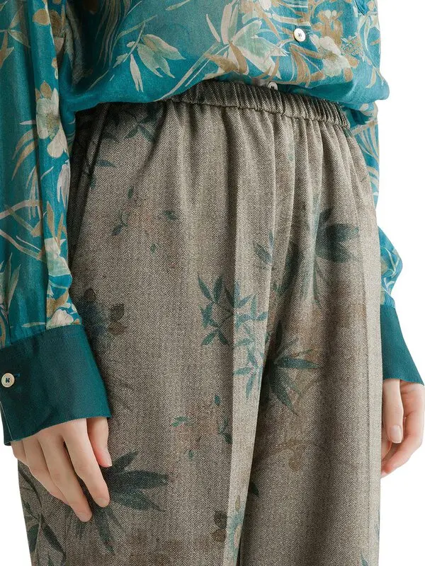 FORTE_FORTE Floral Print Palazzo Trousers - Cream