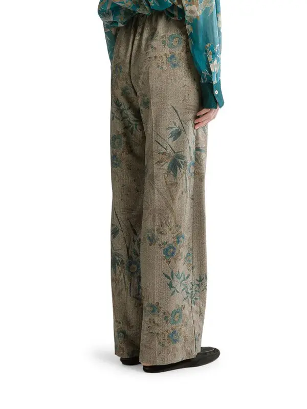 FORTE_FORTE Floral Print Palazzo Trousers - Cream