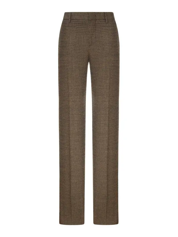 Etro Tailored Checked Trousers With Feather Detail - Brown