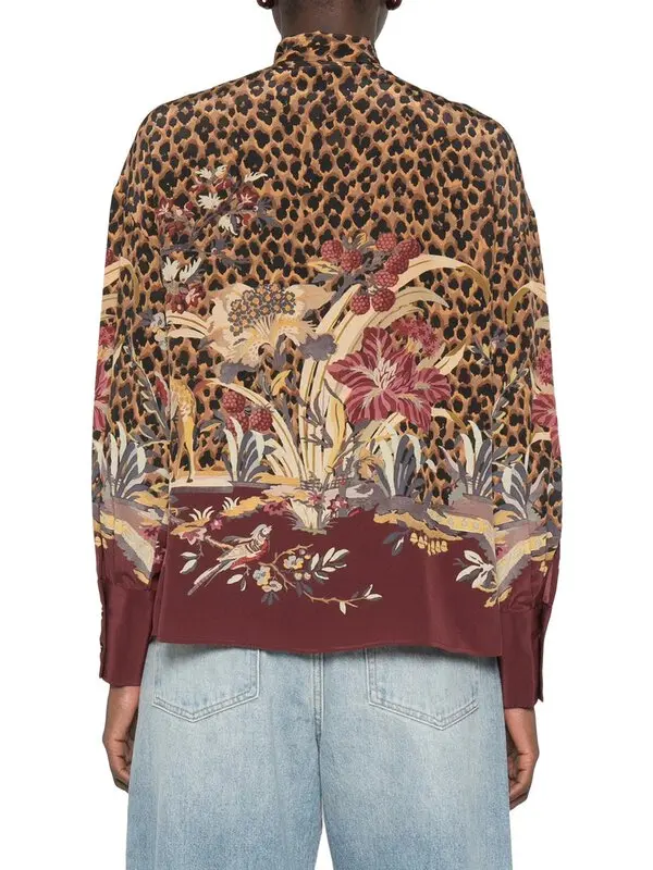 Etro Animal And Floral Printed Shirt With Neck Bow