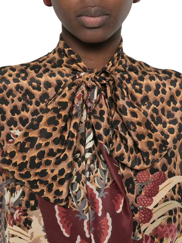 Etro Animal And Floral Printed Shirt With Neck Bow