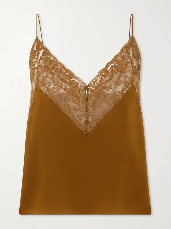 Saint Laurent Lace-trimmed Silk-satin Camisole