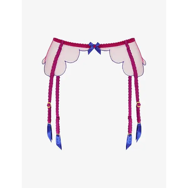 Agent Provocateur Lorna Mesh Suspenders - Pink/cobalt