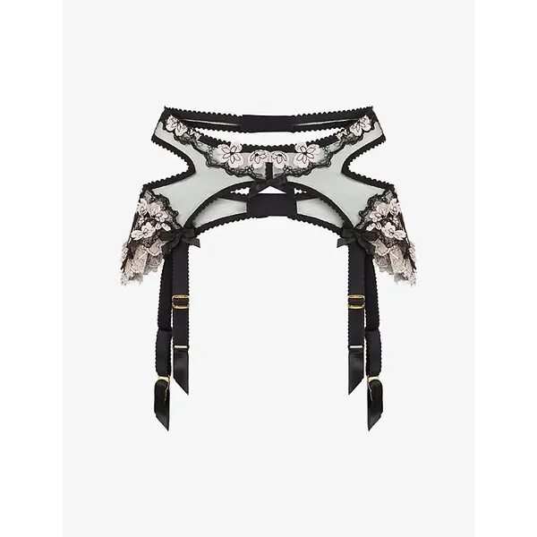 Agent Provocateur Andiee Floral Lace Suspender - Black/pink