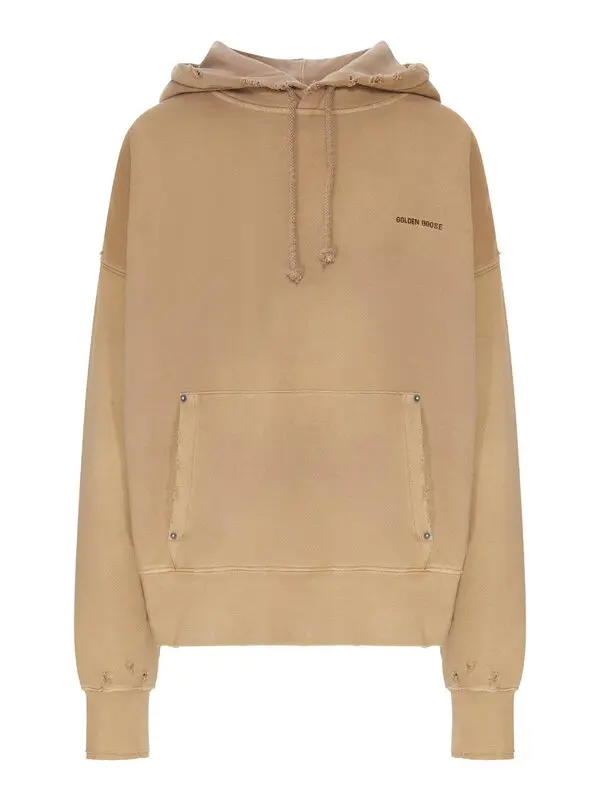 GOLDEN GOOSE Hoodie With Destroyed Trim - Cream
