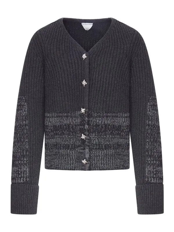 Bottega Veneta Knit Cardigan With Jewel Buttons - Gray