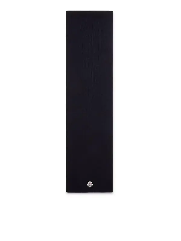 Moncler Wool Scarf With Logo - Black