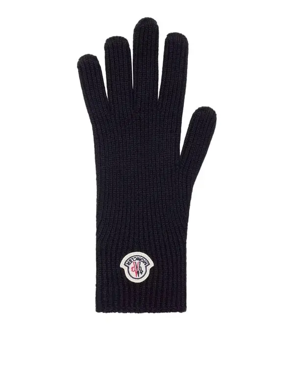 Moncler Logo-detailed Wool Gloves - Black