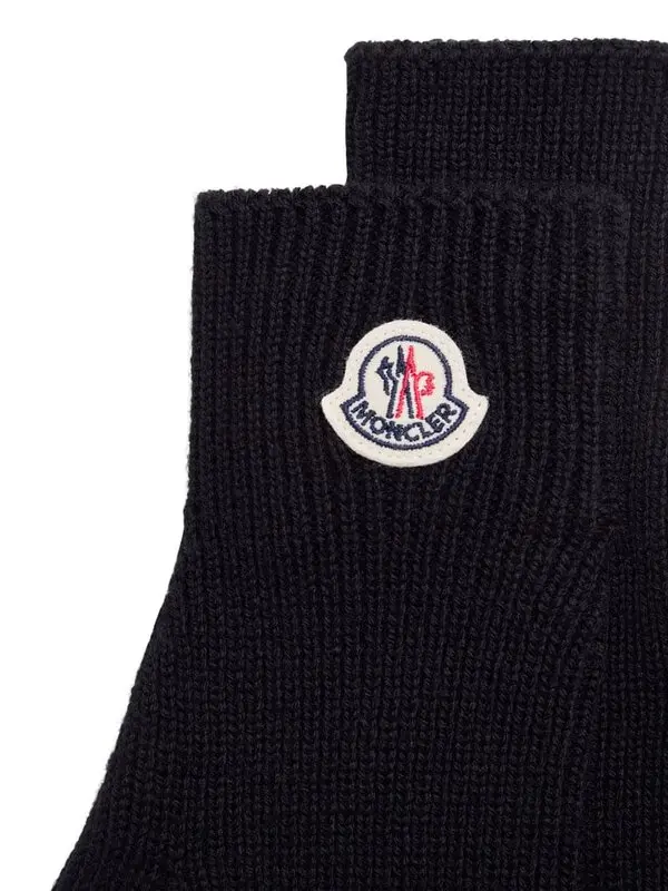 Moncler Logo-detailed Wool Gloves - Black
