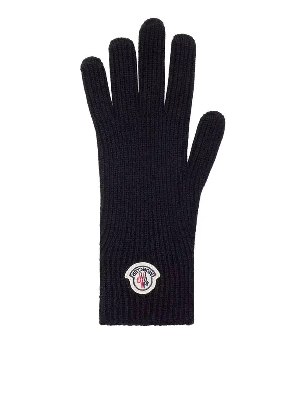 Moncler Logo-detailed Wool Gloves - Black