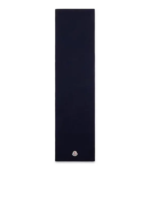 Moncler Wool Scarf With Logo - Blue