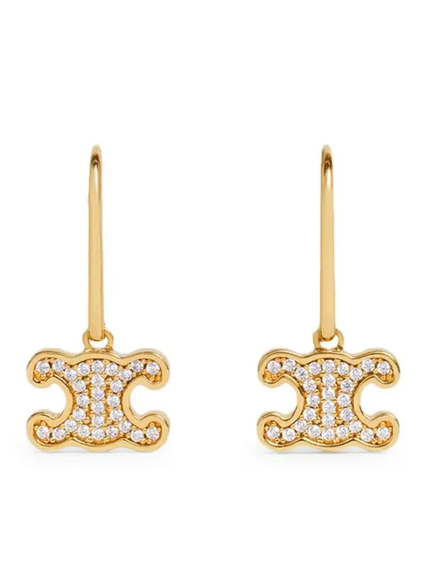 Celine Triomphe Earrings With Brass Rhinestones With Finish And Crystals - Gold