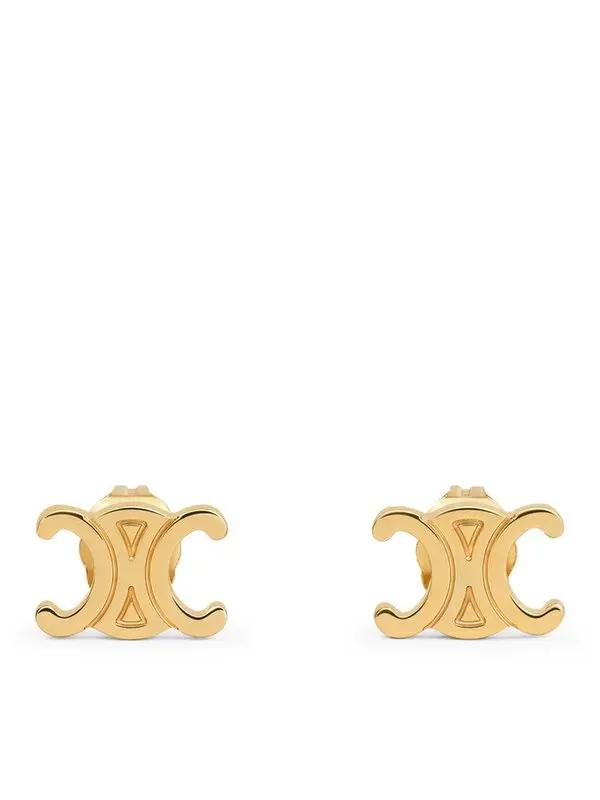Celine Triomphe Earrings In Brass Finish