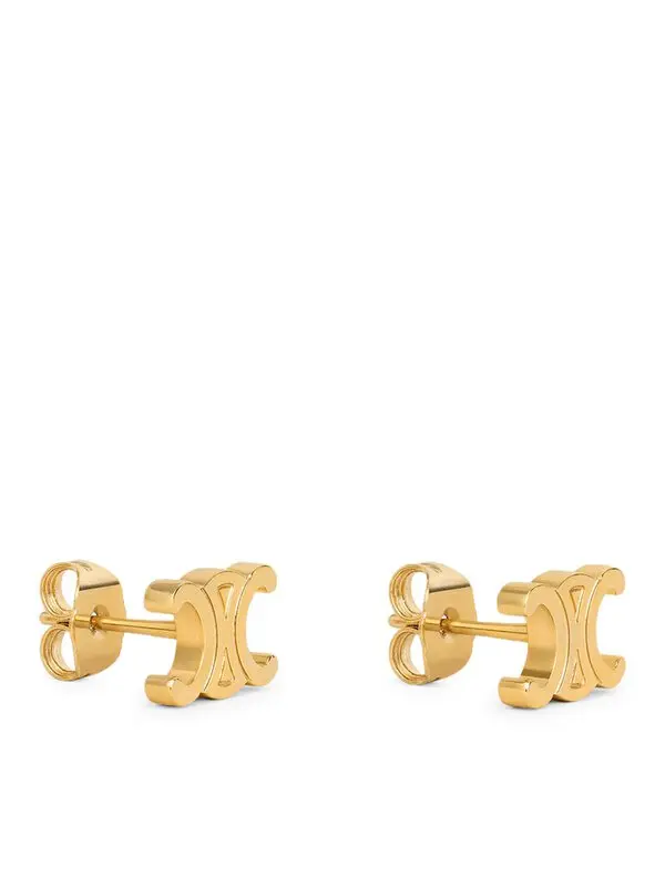 Celine Triomphe Earrings In Brass Finish