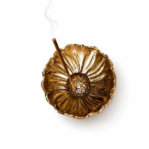 KEDGEREE DESIGN Pure Brass Lotus Pod Incense Holder Set