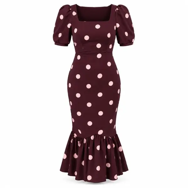 GIRL IN MIND Jennifer Wine Polka Midi Dress - Red