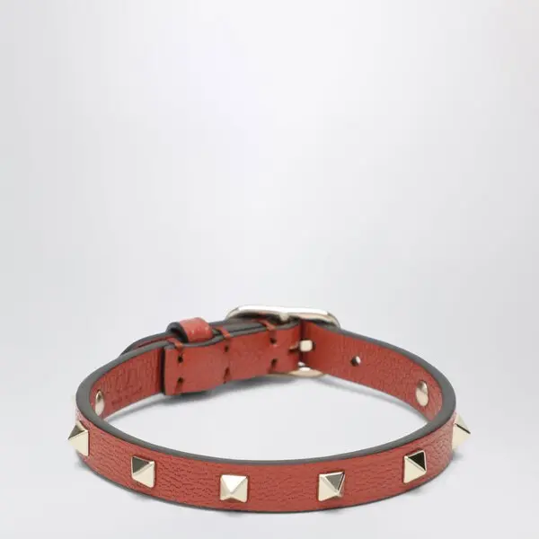 Valentino Garavani Poppy Rockstud Leather Bracelet - Red