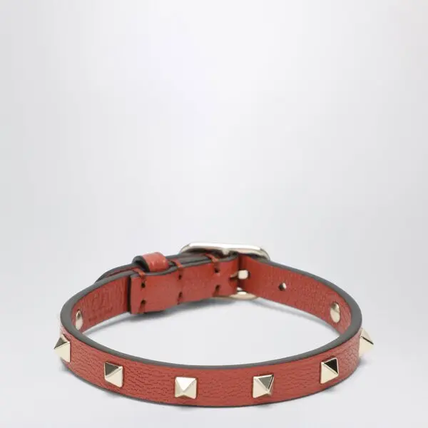 Valentino Garavani Poppy Rockstud Leather Bracelet - Red