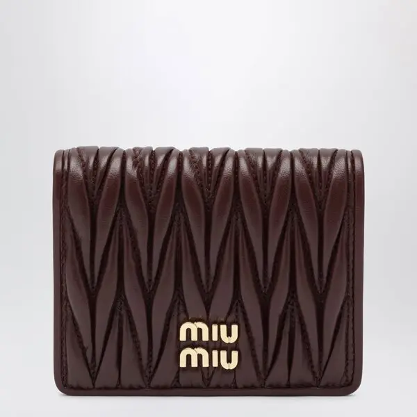 Miu Miu Wallet In Matelasse Nappa Leather, Burgundy - Red