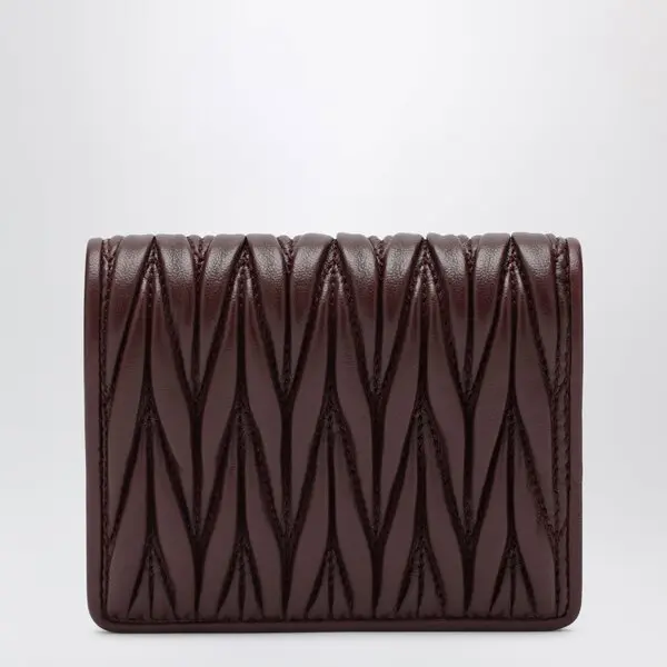 Miu Miu Wallet In Matelasse Nappa Leather, Burgundy - Red