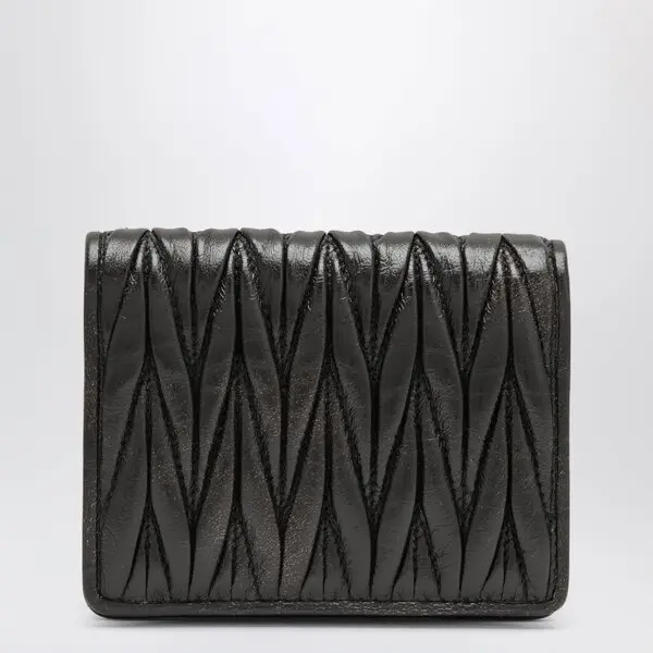Miu Miu Small Caffã¨ Wallet In Quilted Nappa Leather - Brown