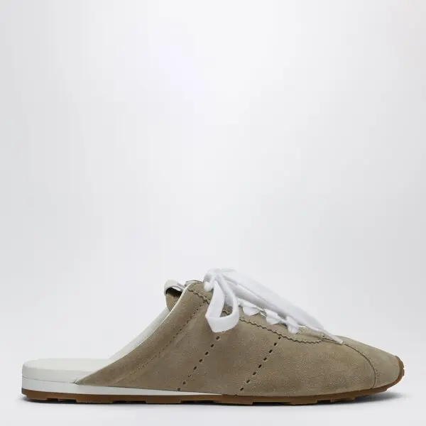 Miu Miu Plume Desert Suede Sabot - Cream