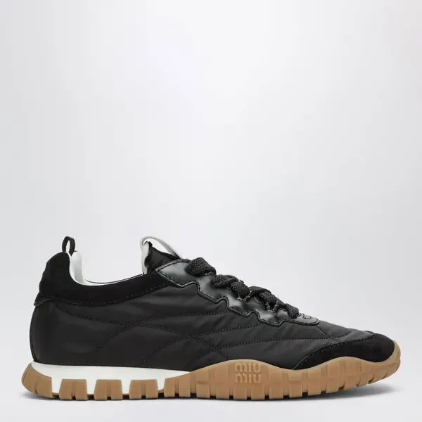 Miu Miu Tyre Sneakers In Re-nylon And Suede - Black