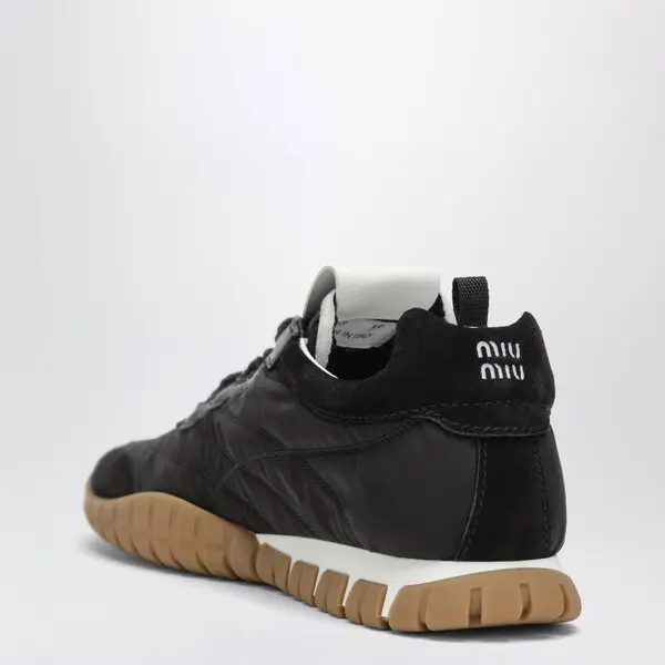 Miu Miu Tyre Sneakers In Re-nylon And Suede - Black