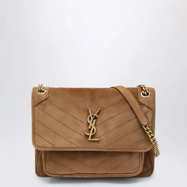Saint Laurent Niki Medium Cognac Caramel Suede Bag - Orange