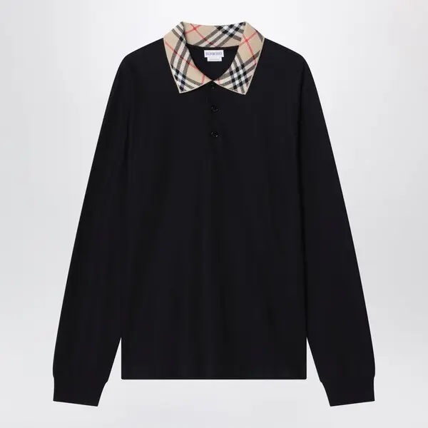 Burberry Long-sleeved Cotton Polo Shirt - Black