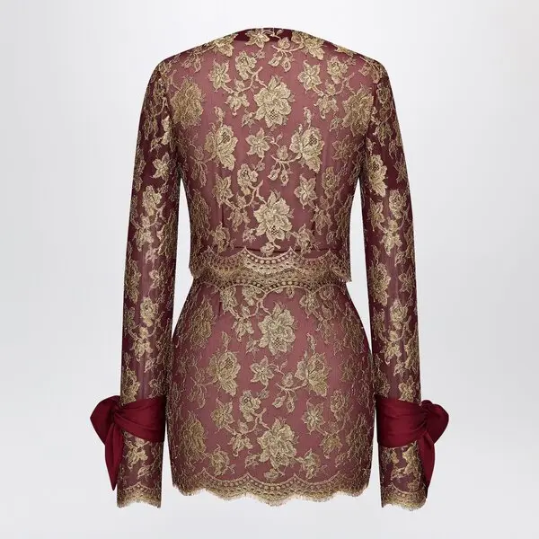 Saint Laurent Pepin Mini Dress In Metallic Lace