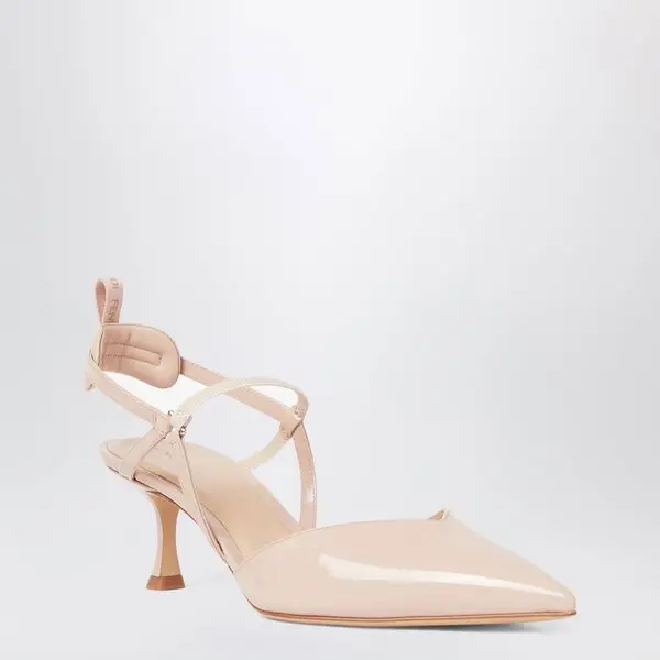 Fendi Very Colibrã¬ Slingbacks With A Medium Heel In Rose Nude-coloured Patent Leather - Pink